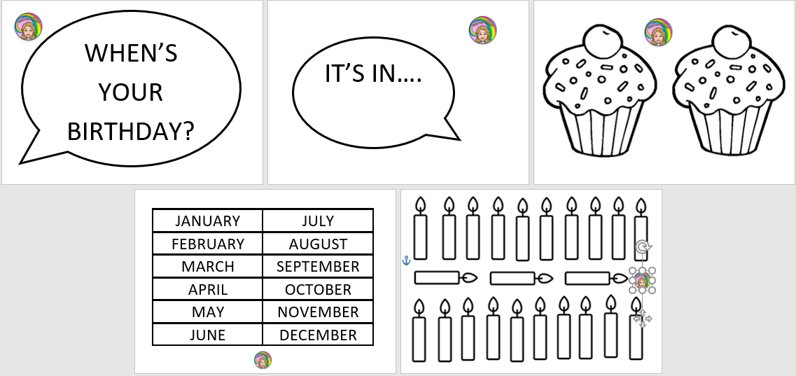 Cartellone in Inglese con compleanni, mesi e stagioni – Maestra Giulia