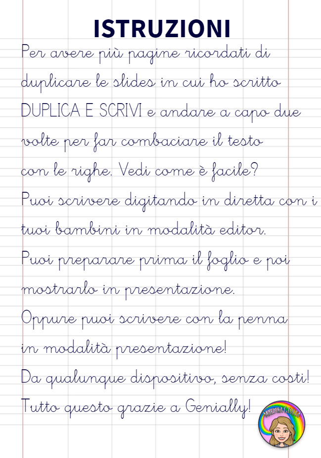 Foglio a righe di prima e seconda editabile | Maestra Giulia